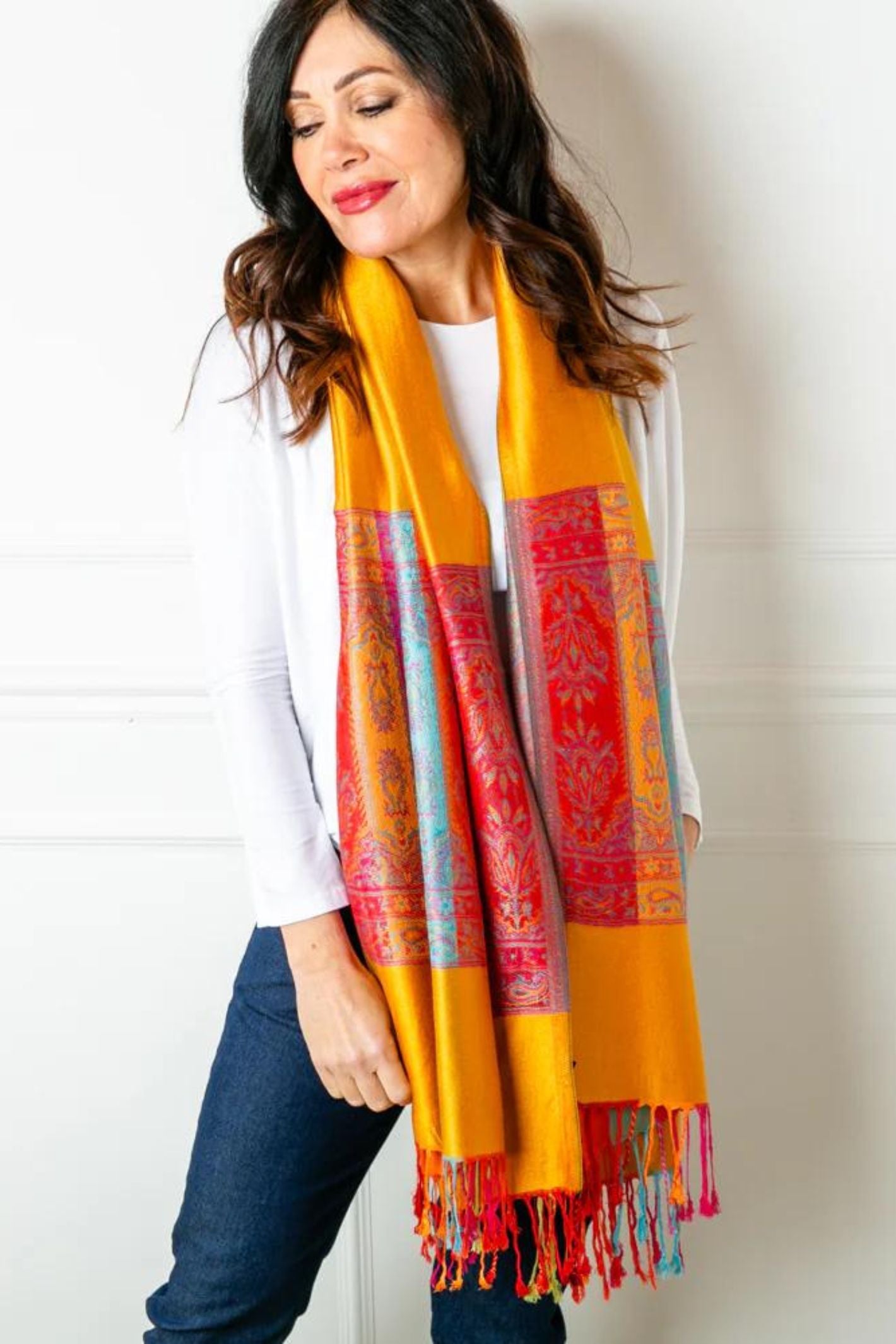 Golden Yellow Silky Seville Pashmina – Experience Boutique