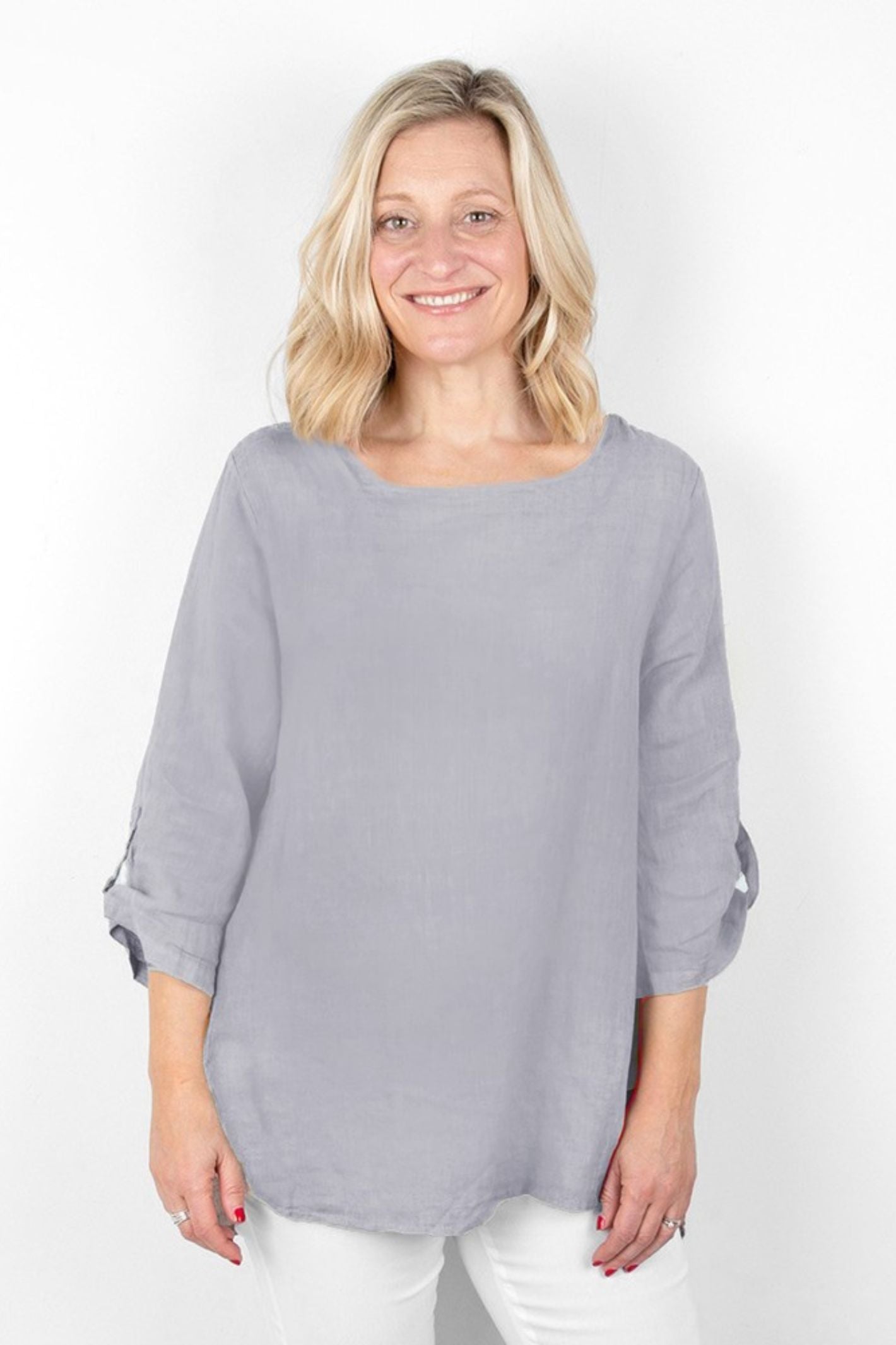 Amazing Woman Light Grey Elena Linen Top – Experience Boutique