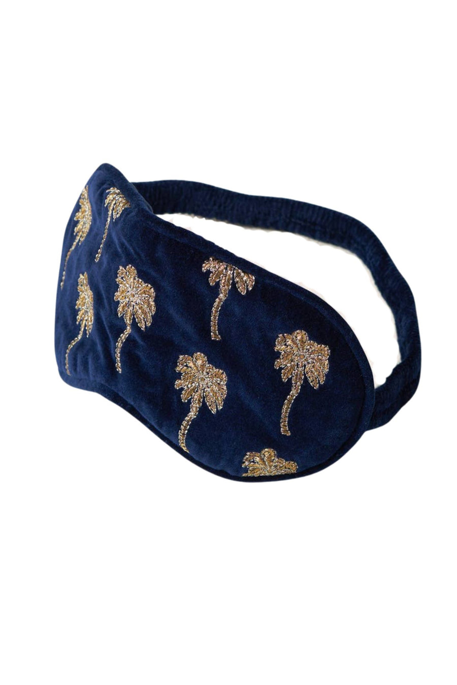Elizabeth Scarlett Navy Gold Palm Velvet Eye Mask – Experience Boutique