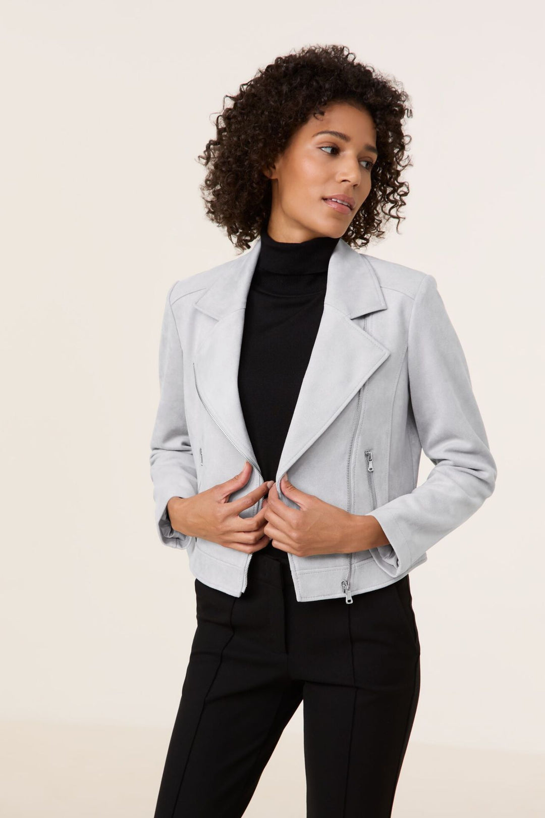 Gerry Weber Silver Grey Faux Suede Jacket 430046 – Experience Boutique