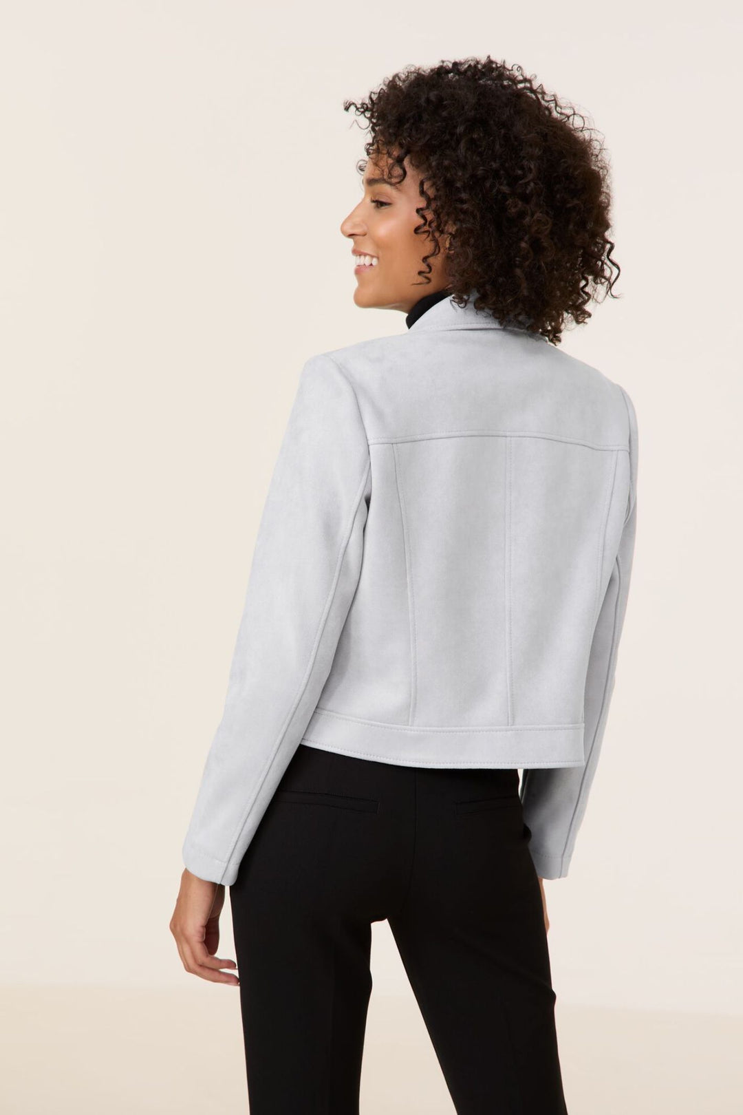 Gerry Weber Silver Grey Faux Suede Jacket 430046 – Experience Boutique