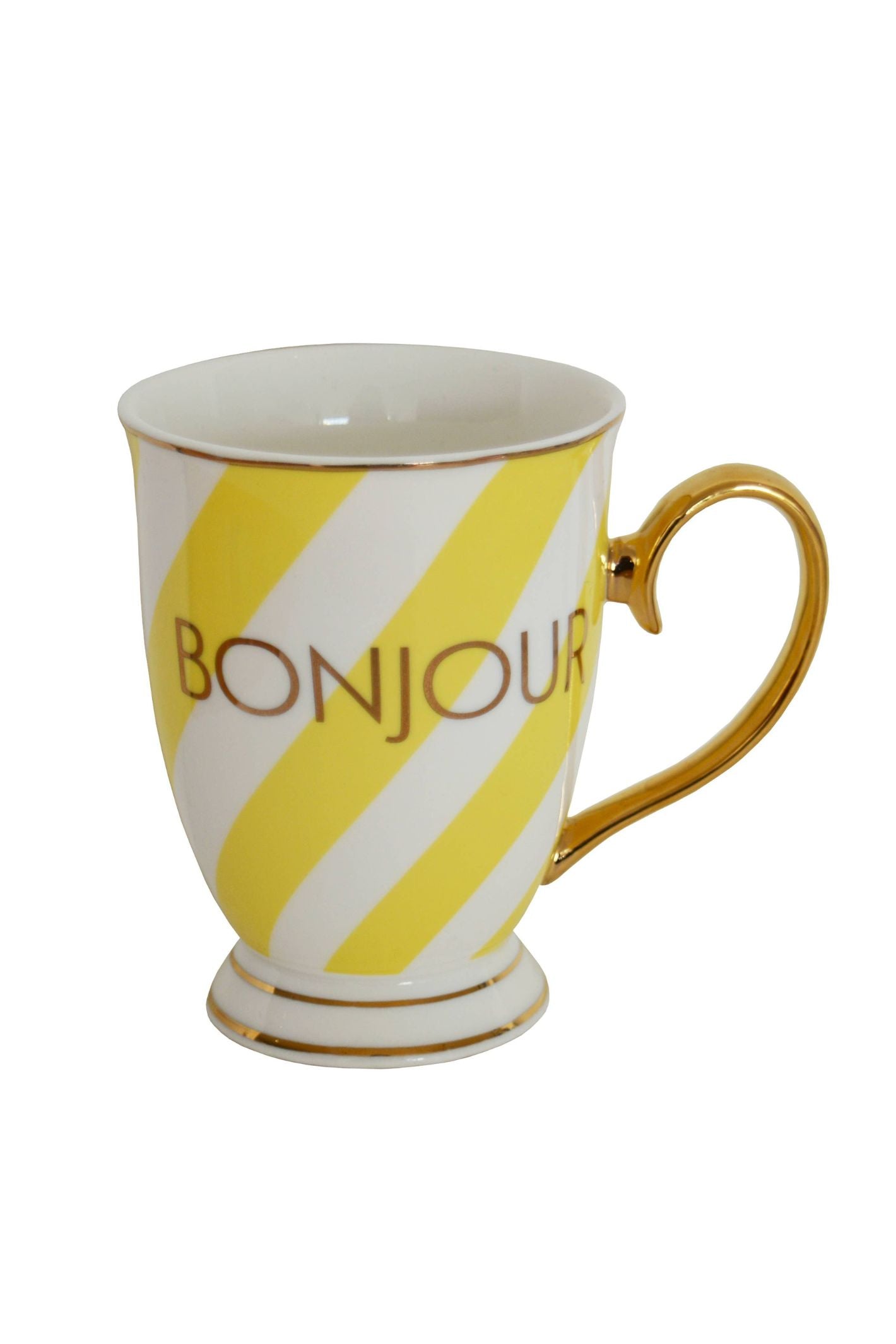 Bombay Duck Lemon Yellow Bonjour Typography Mug – Experience Boutique