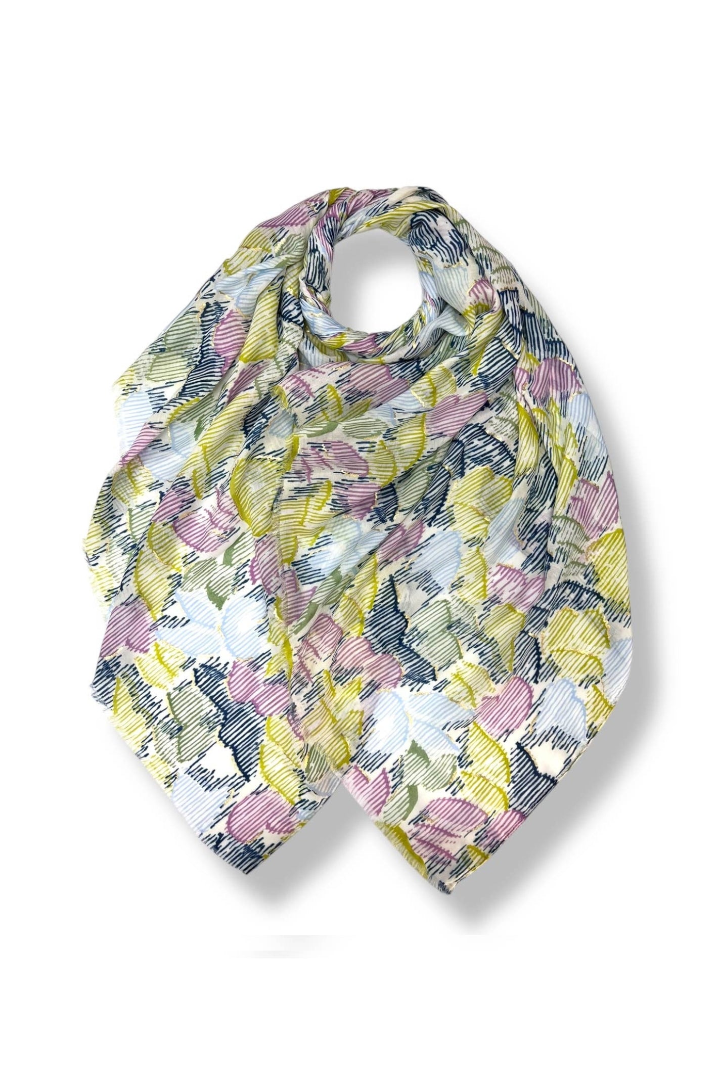 Lime & Dusky Pink Leaf Brush Stroke Print Scarf – Experience Boutique