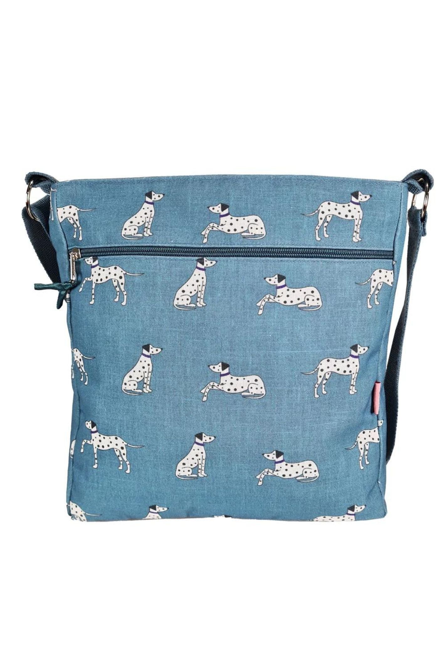 Lua Dusky Blue Dalmatian Print Large Cross Body Bag – Experience Boutique