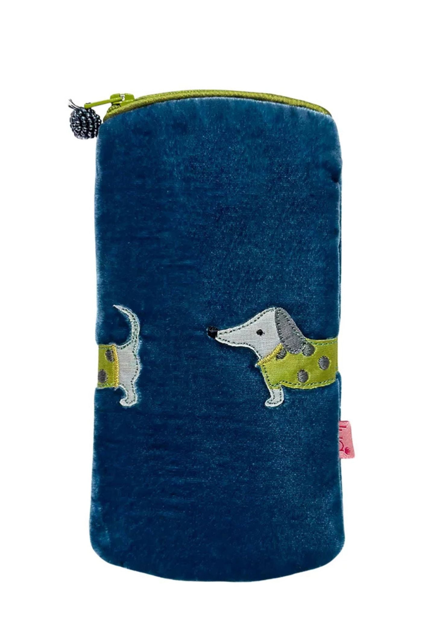 Lua Teal Sausage Dog Zipped Velvet Glasses Case – Experience Boutique