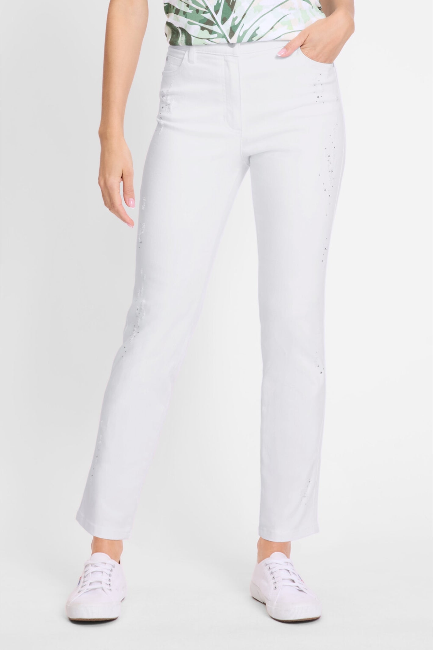 Olsen White Diamante Denim Jeans 14002416 – Experience Boutique