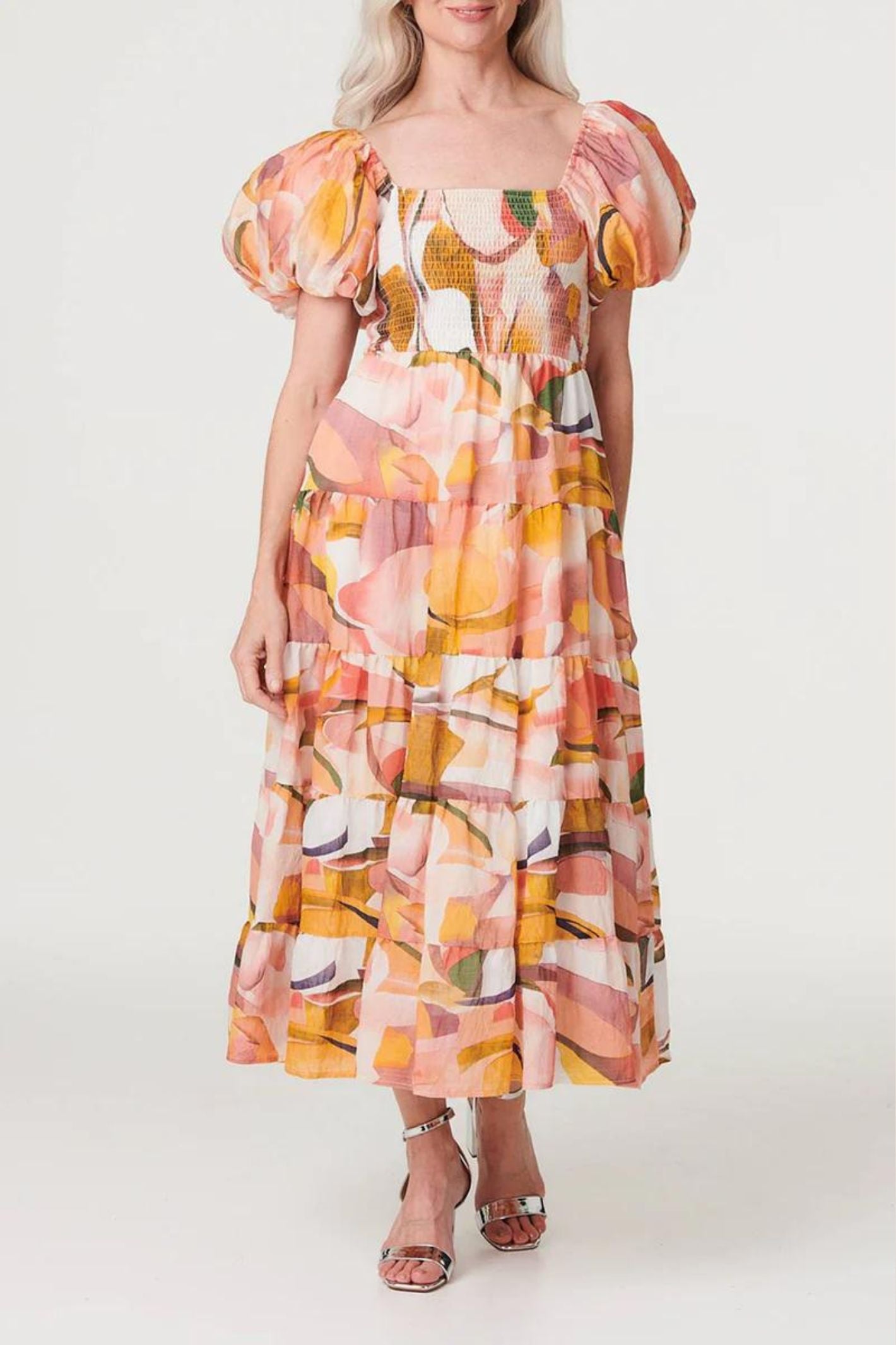 Stella Morgan Coral D517020 Tiered Midi Dress – Experience Boutique