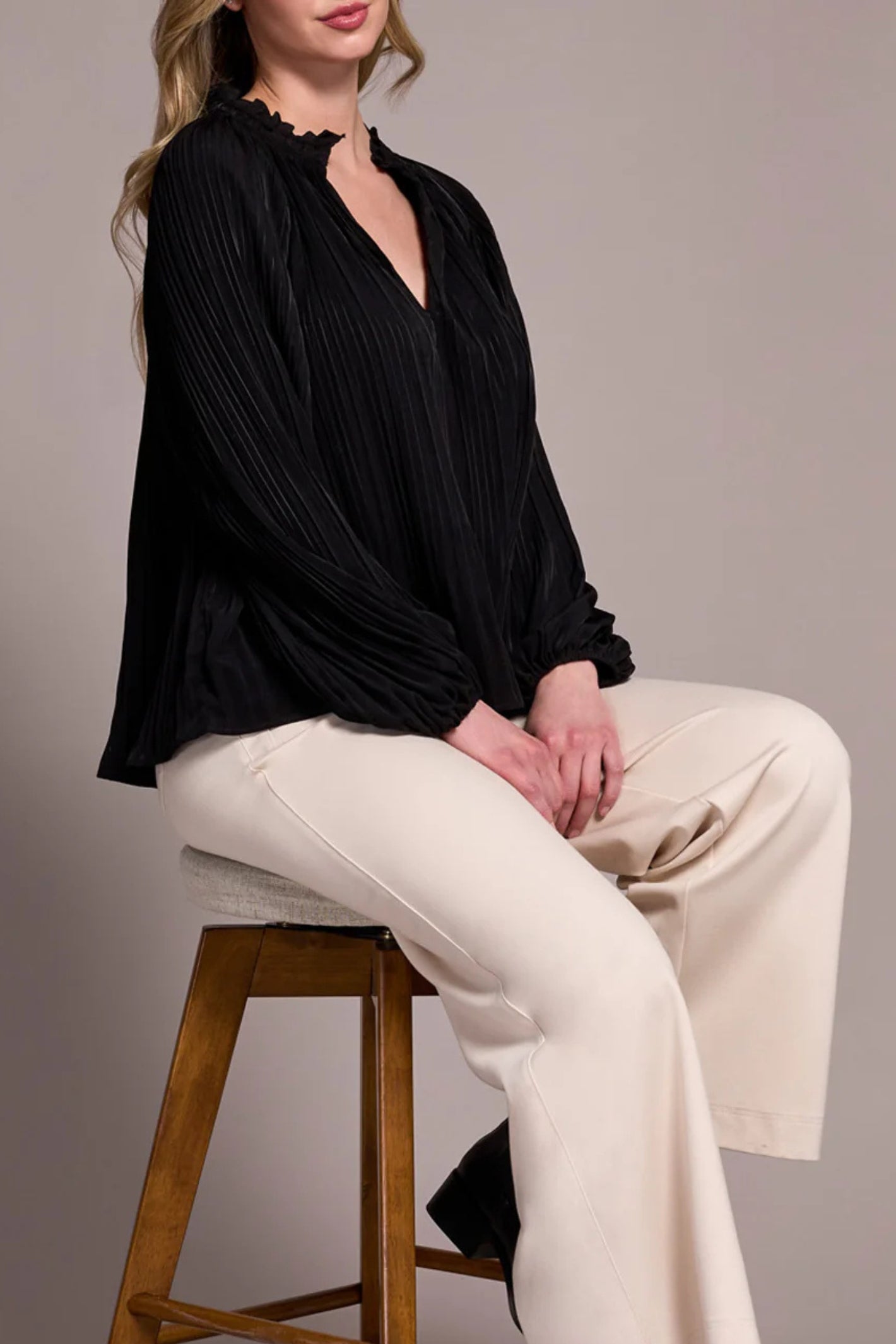 Tribal 2377O Black Plisse Must Have Blouse – Experience Boutique