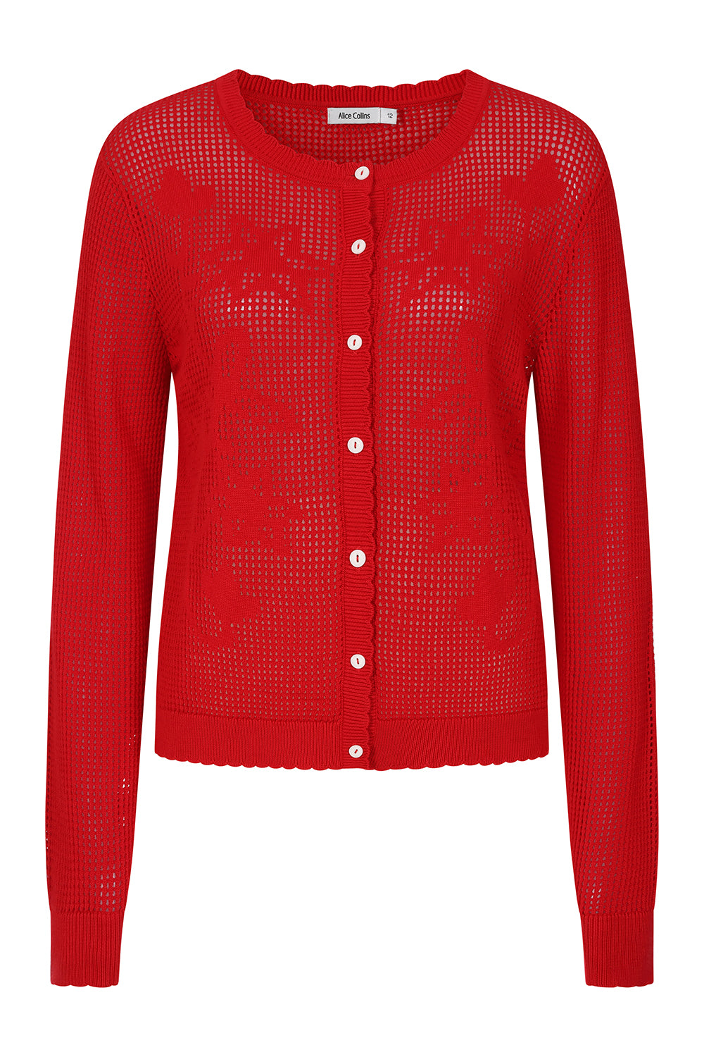 Alice Collins 036S802 Selina Red Mesh Knit Cardigan – Experience Boutique