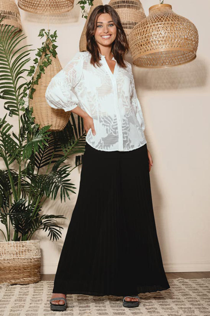 Alison Sheri 43318 White Sheer Burnout Blouse – Experience Boutique