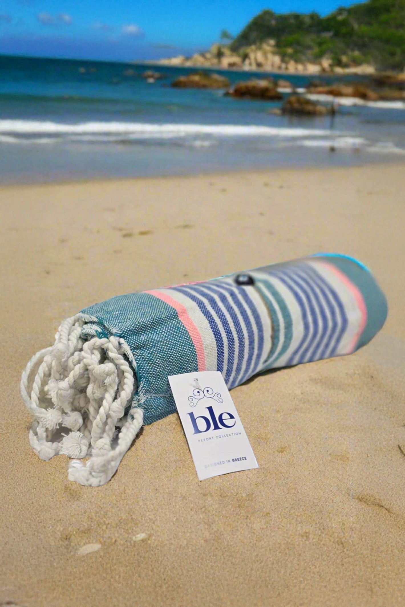 Ble Greek Resort Collection Mint Stripe Beach Towel Blanket ...