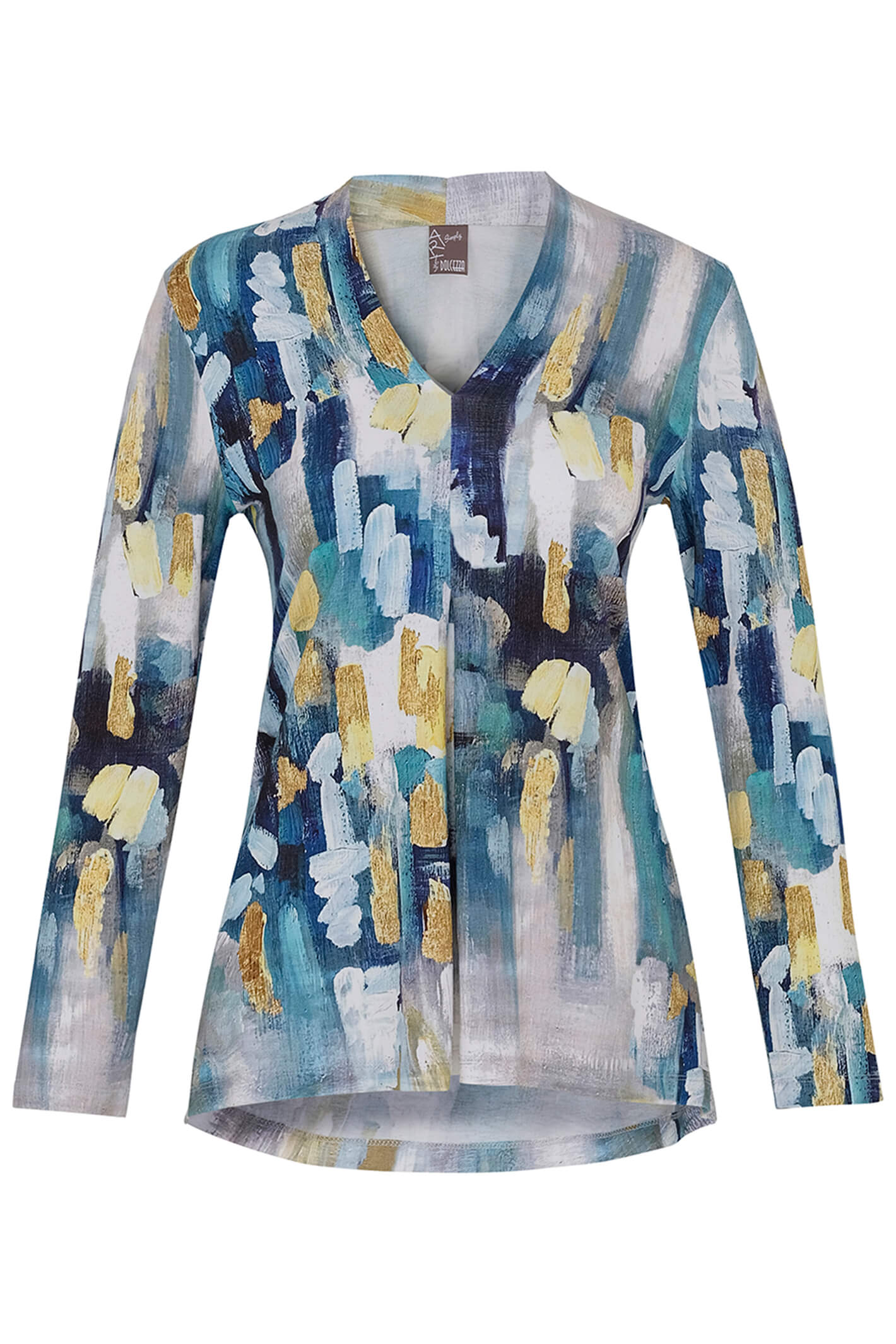 Dolcezza 73621 Blue Angel Movano Rivas Print Long Sleeve Tunic Top ...