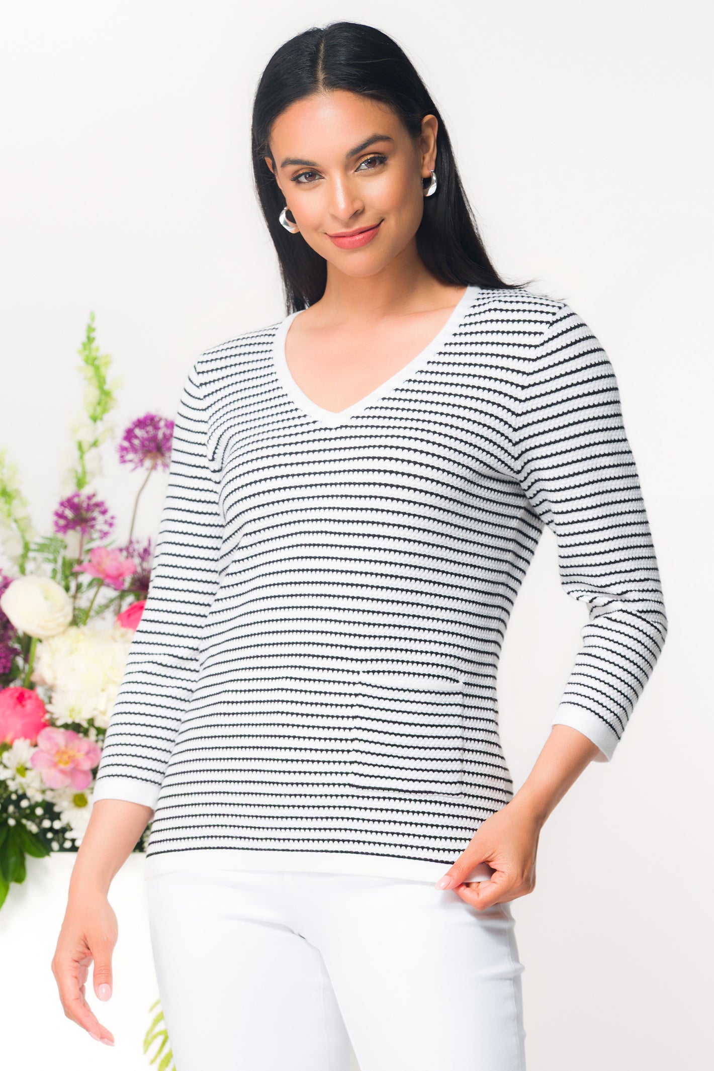 Elena Wang EW36341 Monochrome Intricate Knit Jumper – Experience Boutique