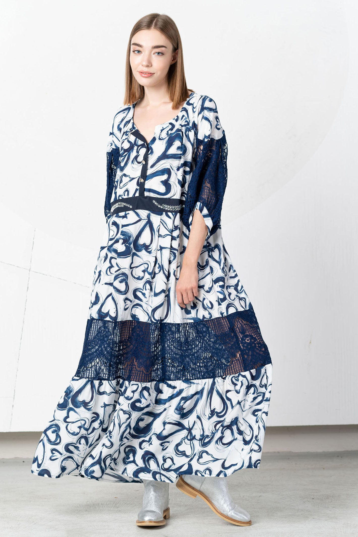 Elisa Cavaletti Dress Navy Heart Print EJP252063105 99461 – Experience ...