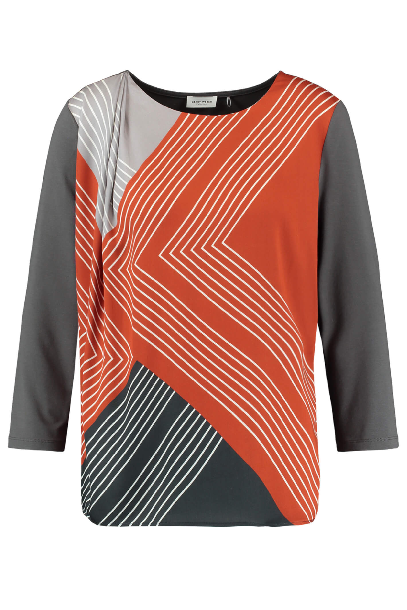 Gerry Weber 270222 Burnt Orange & Grey Block Print Top – Experience ...