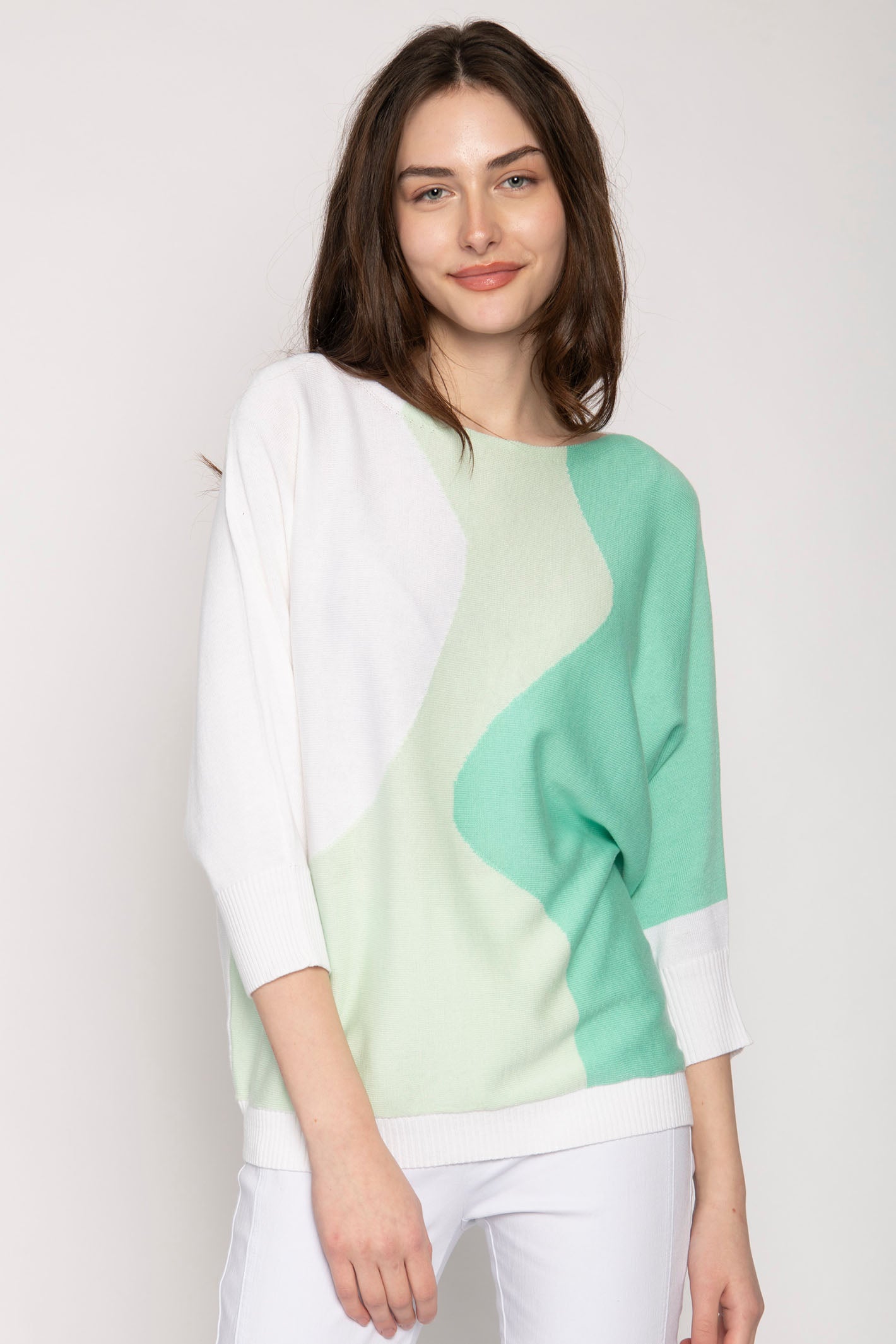 Jessica Graaf 27343-034 Green Waves Wide Neck Jumper – Experience Boutique