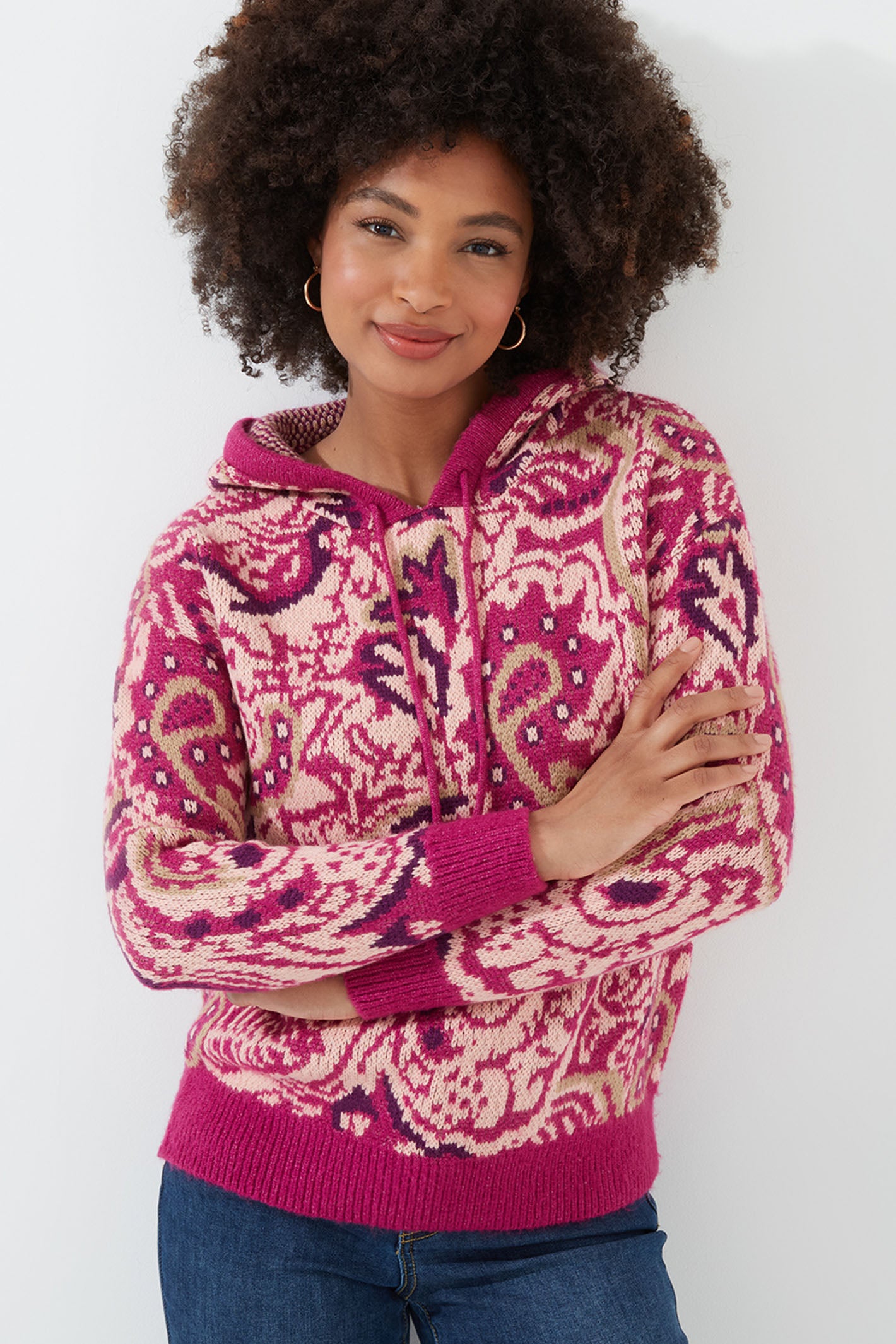 Joe Browns WK742 Pink Perfectly Paisley Hooded Jumper – Experience Boutique
