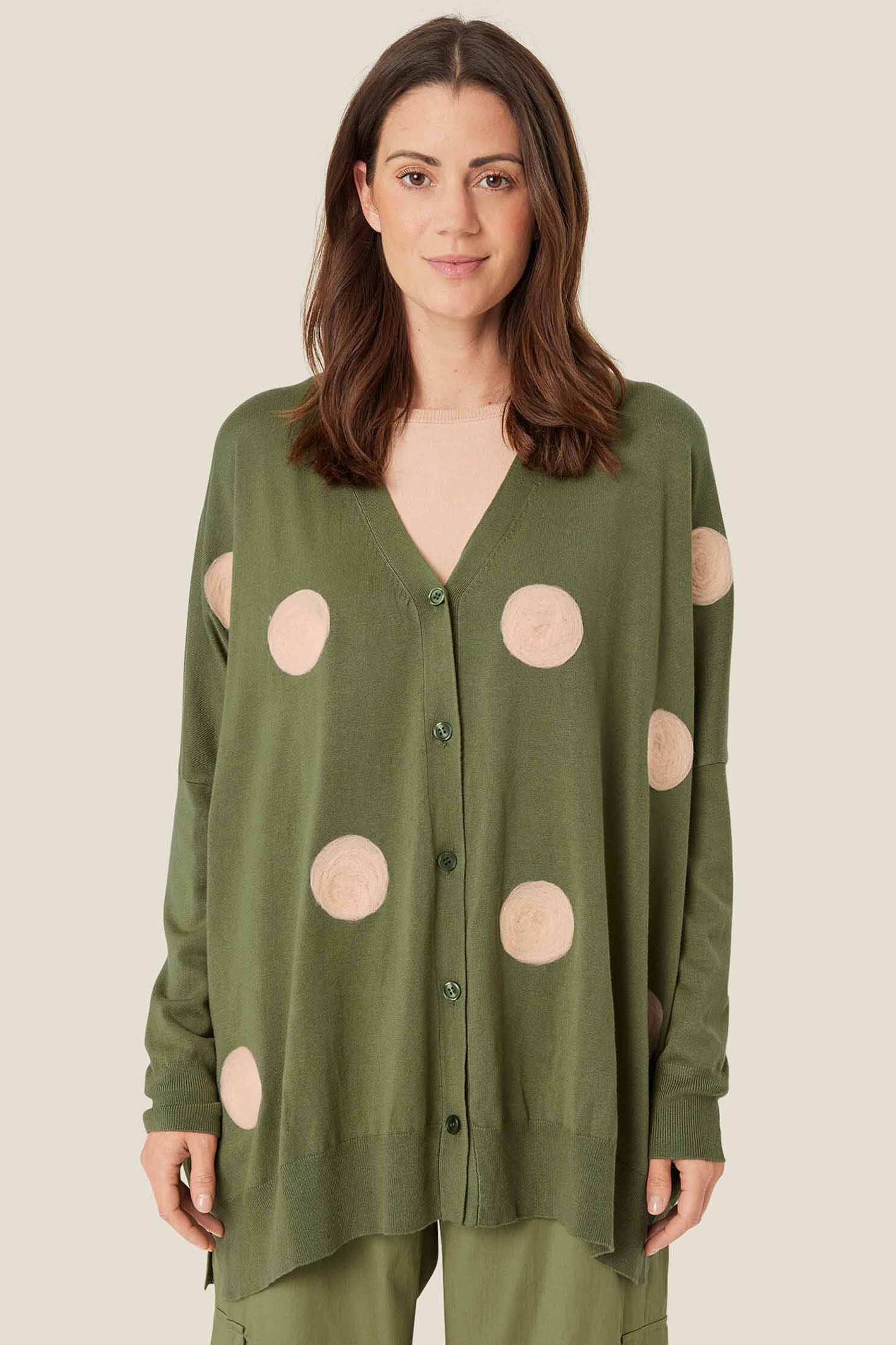 Masai Copenhagen MaLina Loden Green Spot Knitted Cardigan 1009483 ...