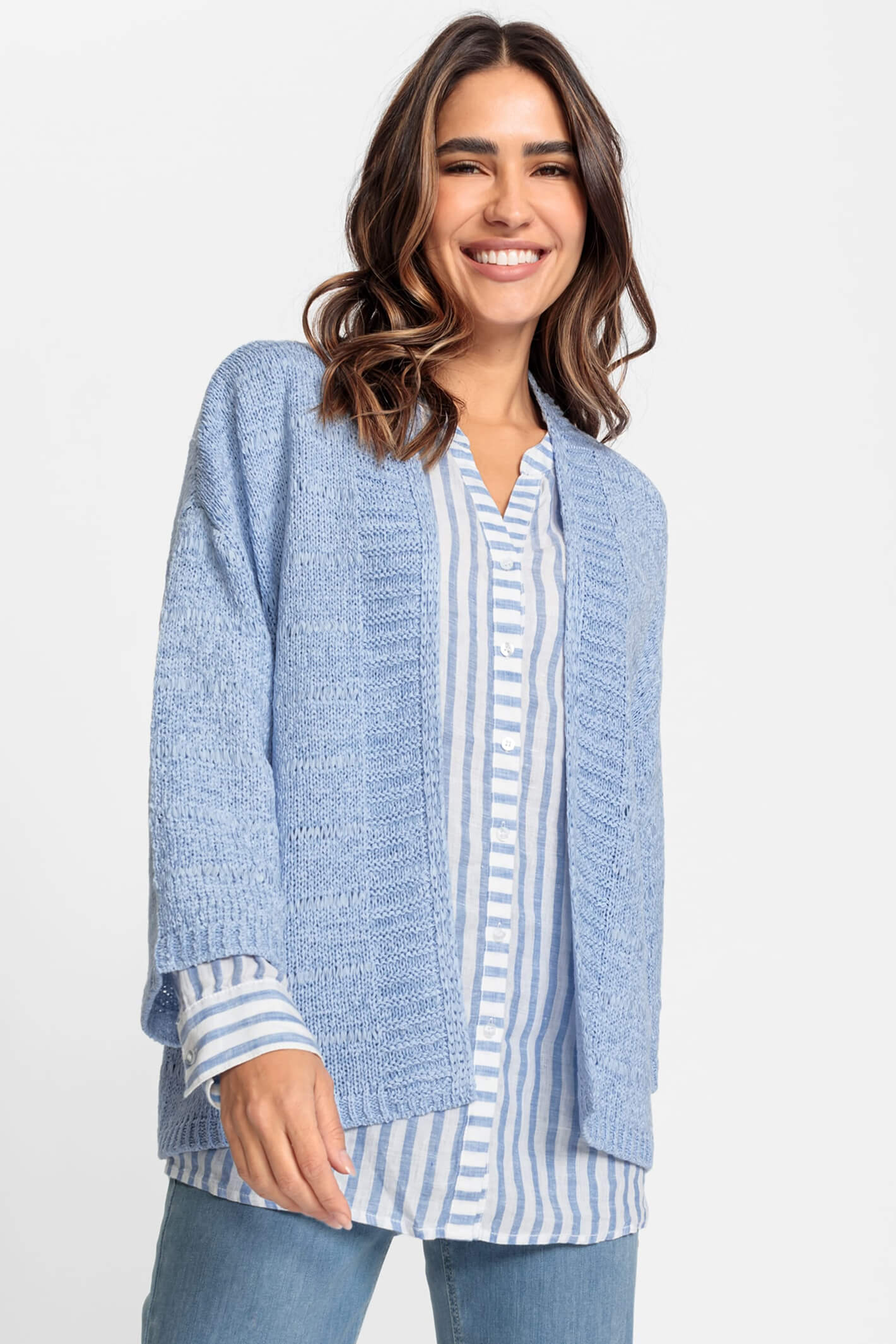 Olsen 11004037 Sky Blue Knitted Cardigan – Experience Boutique