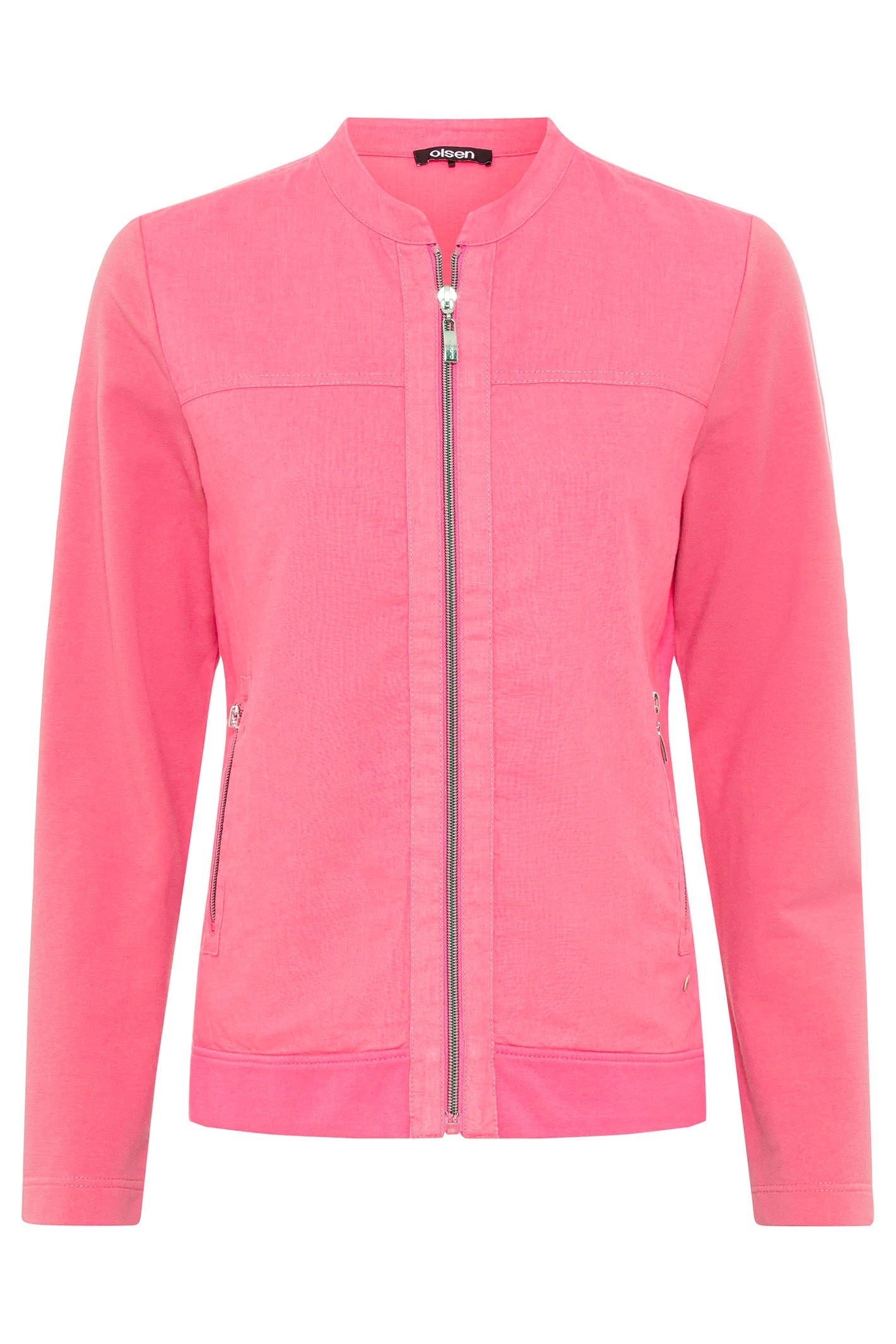 Olsen 11201572 Paradise Pink Jersey Zip Front Jacket – Experience Boutique