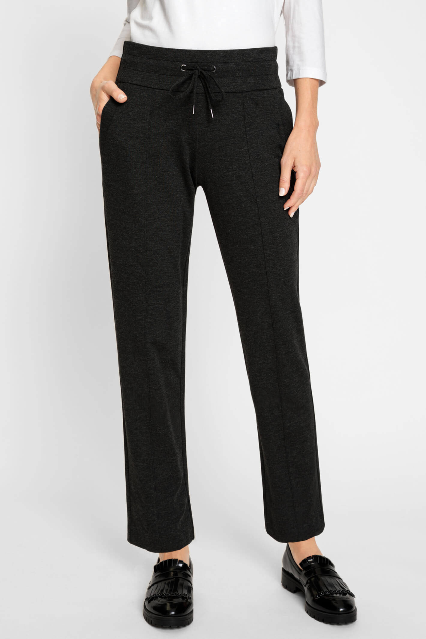 Olsen 14001995 Dark Grey Pull-On Drawstring Waist Trousers – Experience ...
