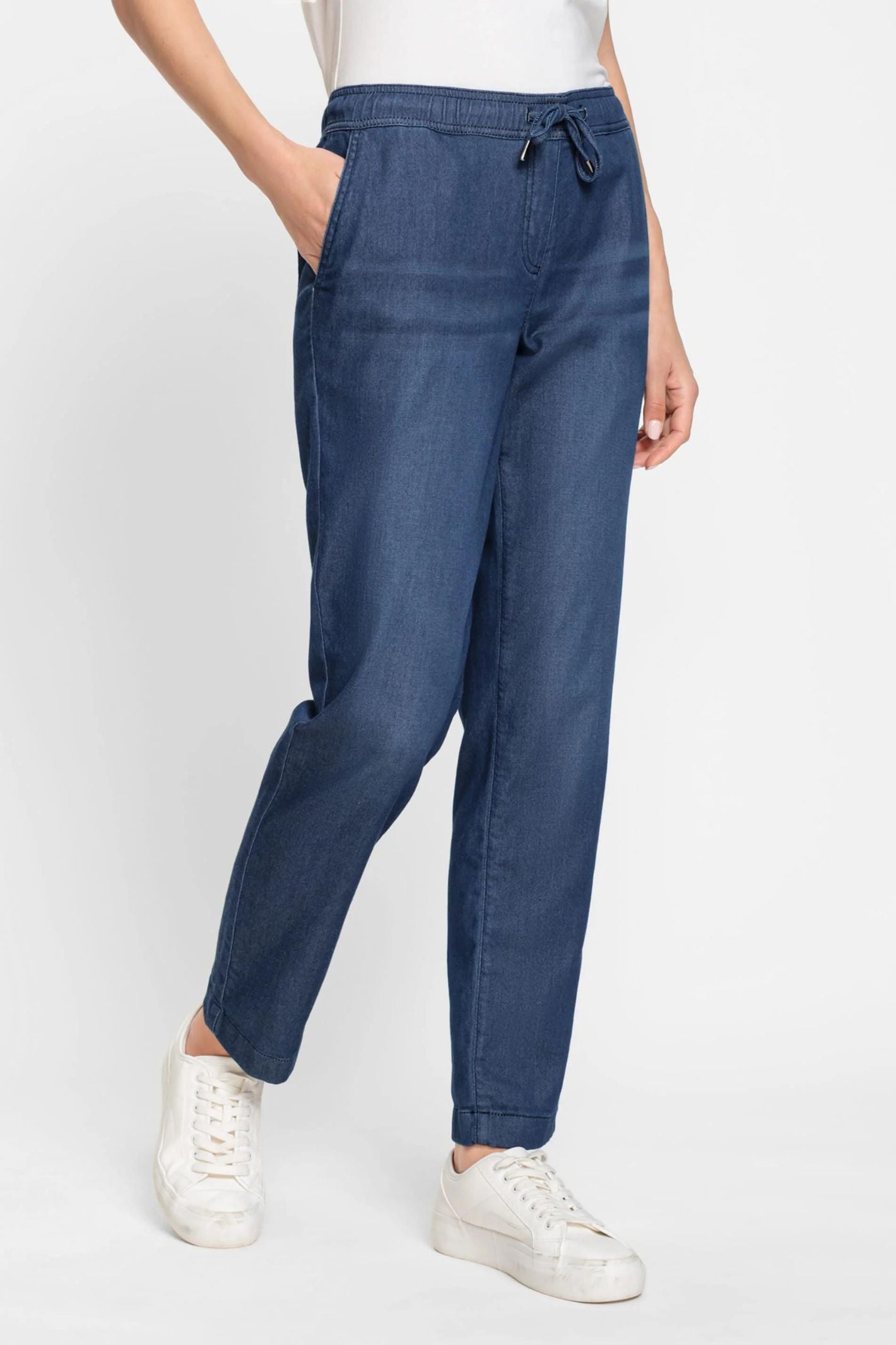 Olsen 14002202 Blue Denim Straight Leg Pull-On Trousers – Experience ...