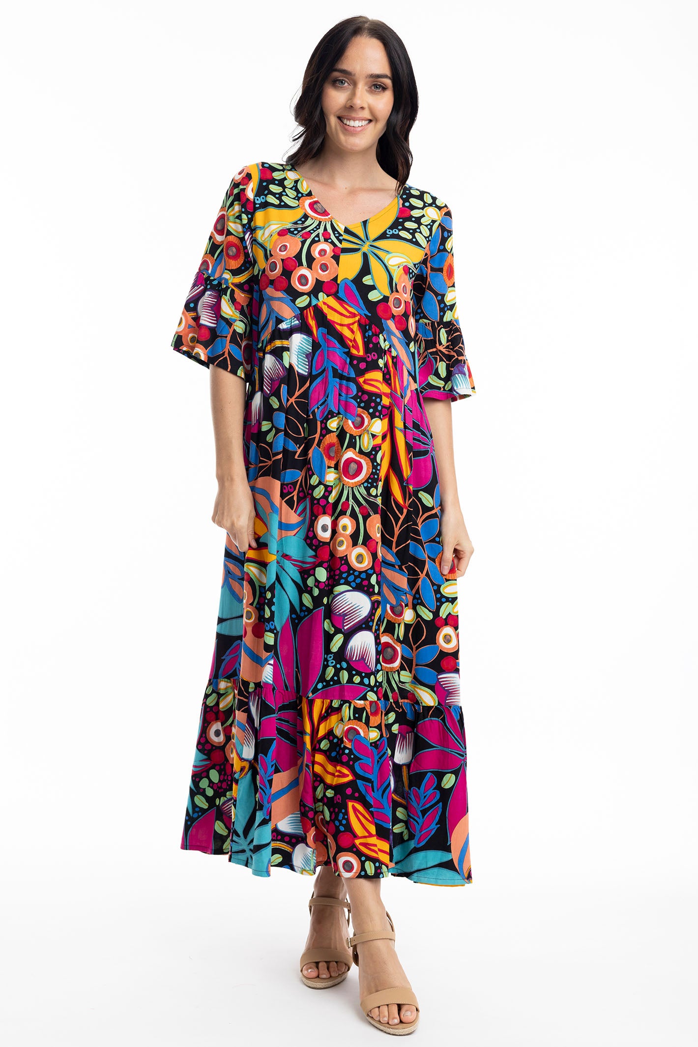 Orientique Copacobana Print Midi Dress 61679 – Experience Boutique