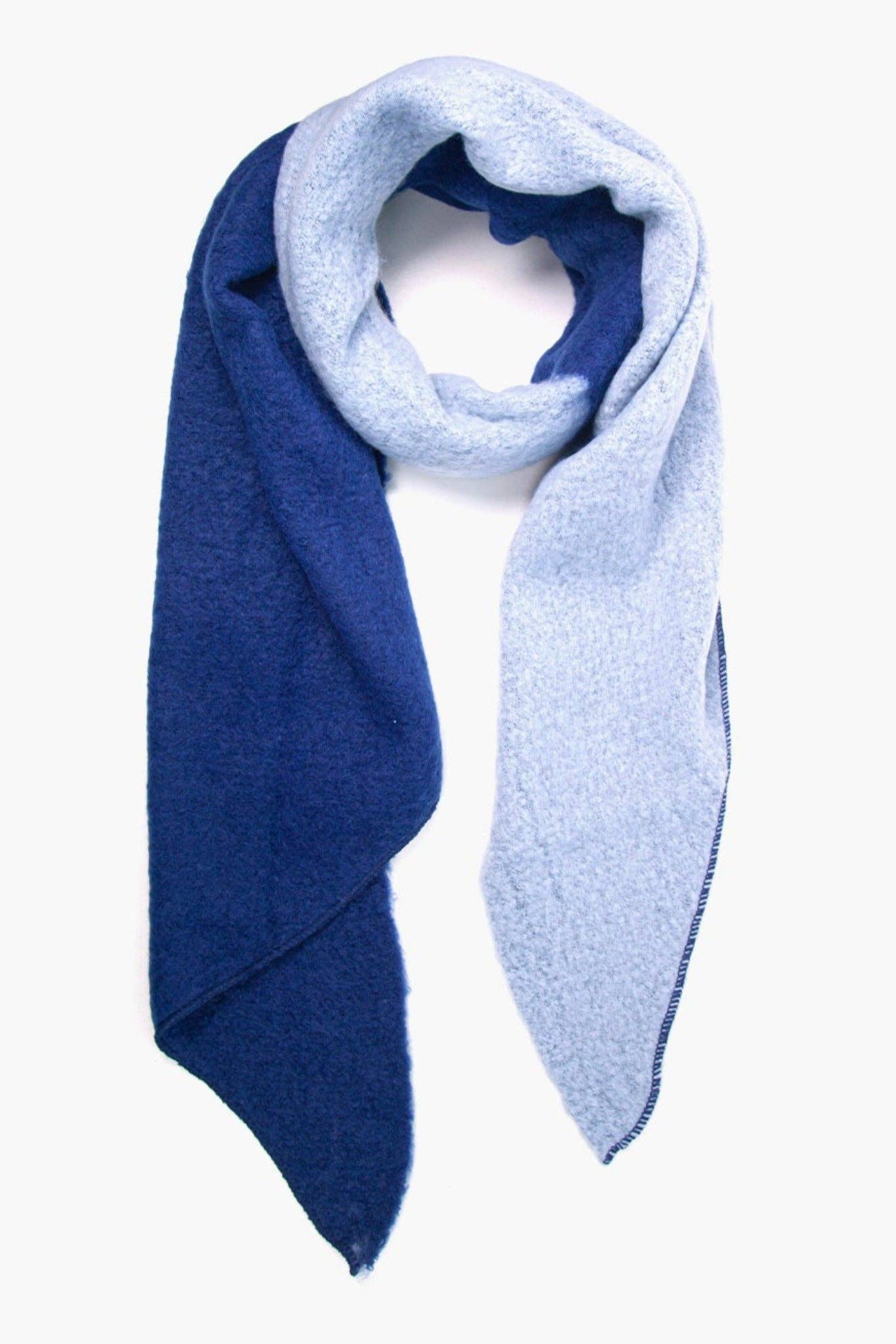 Blue Two Tone Colourblock Soft Asymmetrical Scarf – Experience Boutique