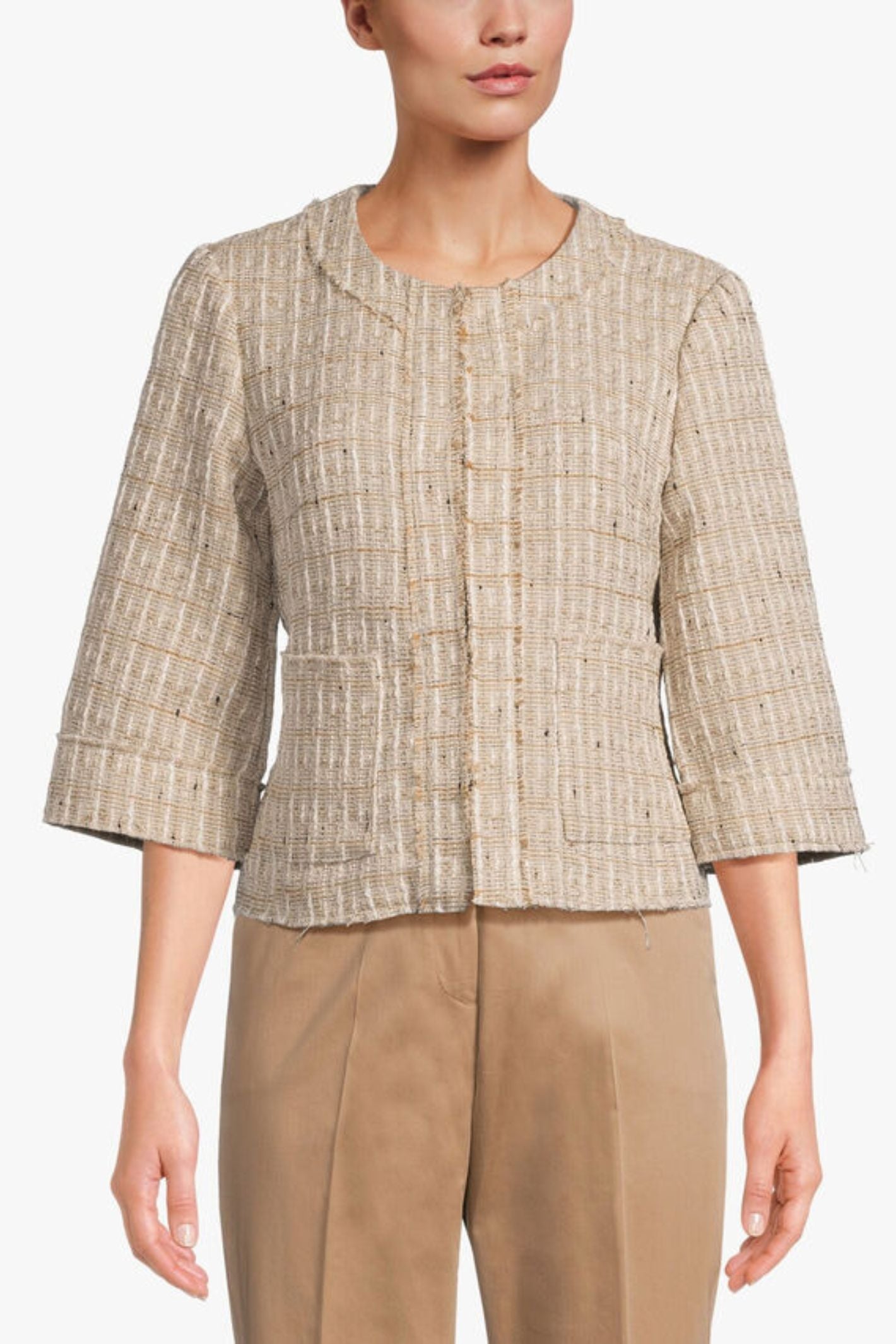 Gerry Weber 130033 Ecru Striped Jacket – Experience Boutique