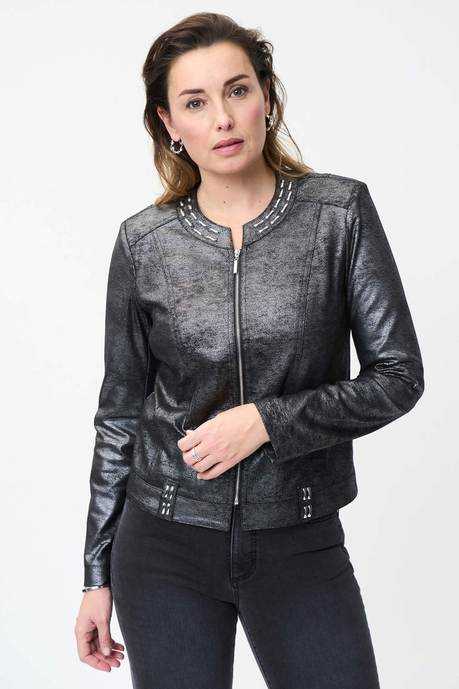 Joseph Ribkoff 224904 Silver Metallic Jacket – Experience Boutique