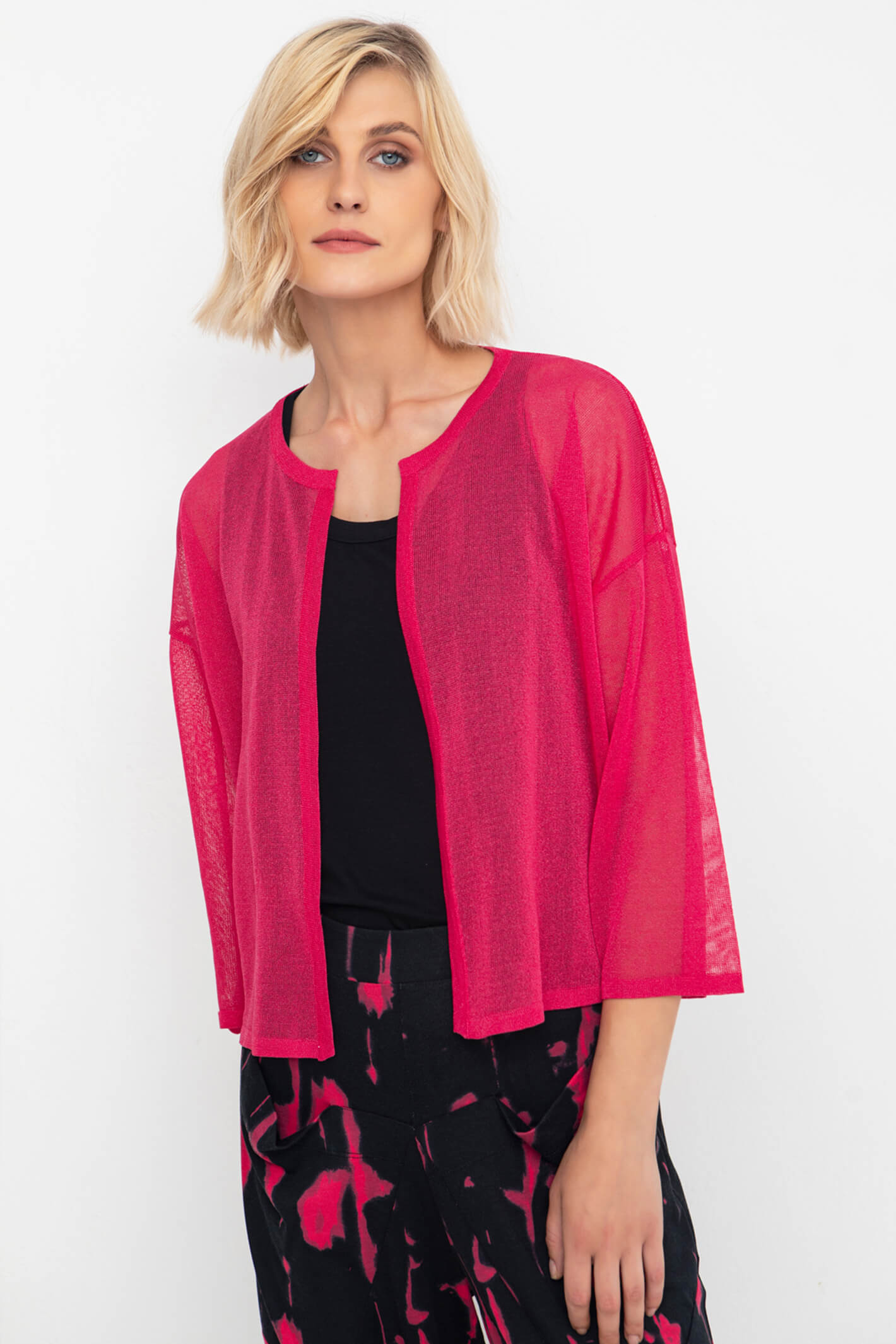 Ozai N Ku 83-3072 Fuchsia Pink Fine Knit Jacket – Experience Boutique